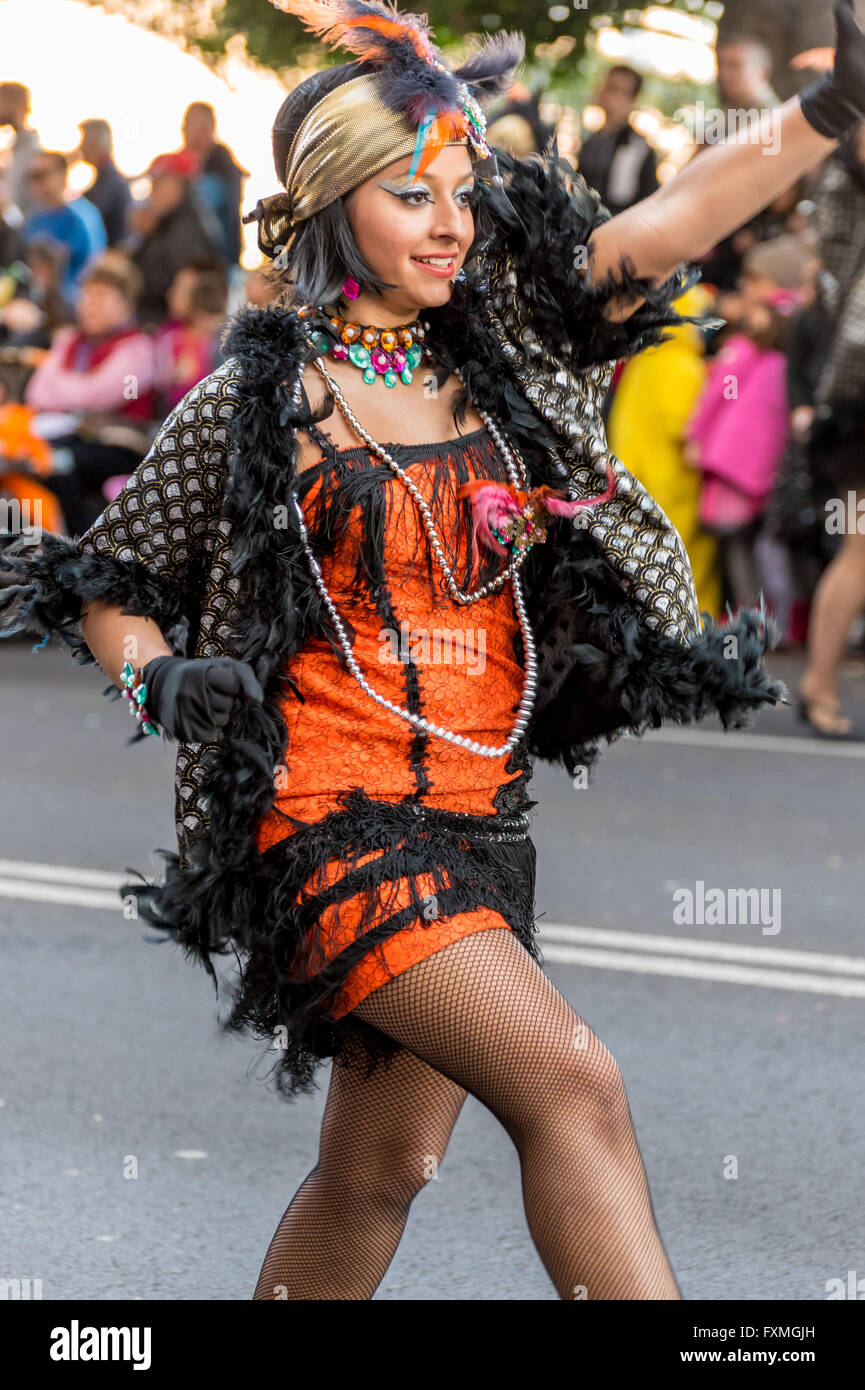 Dancer, Carnival Procession, Santa Cruz, Tenerife Stock Photo - Alamy
