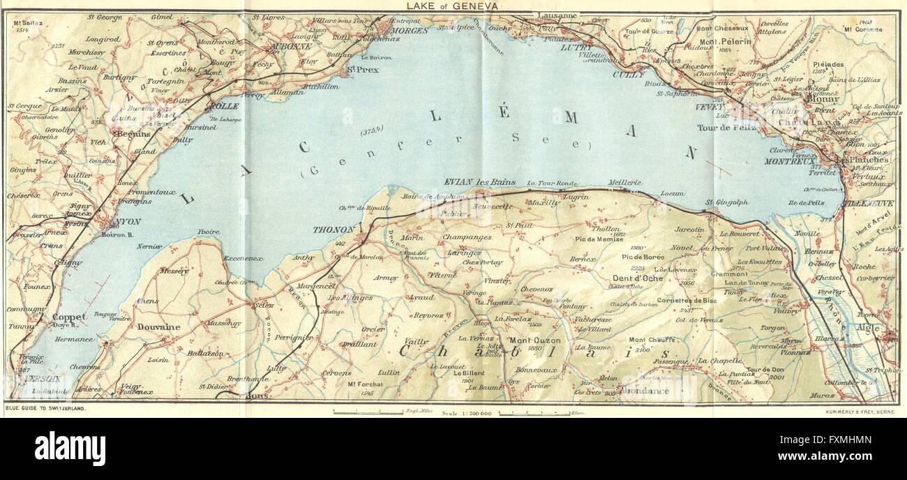 Map of lake geneva hi-res stock photography and images - Alamy