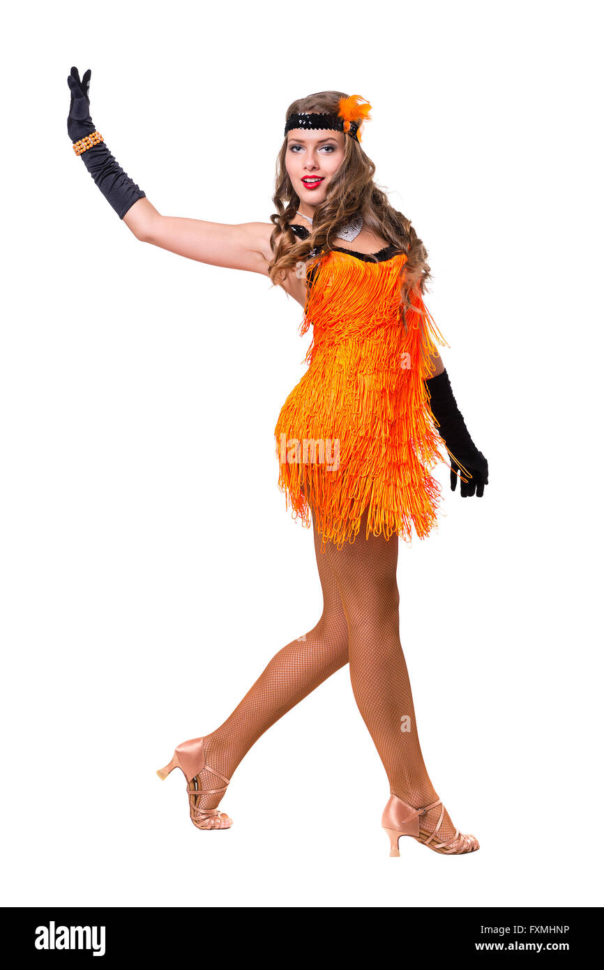 Disco dancer showing some movements against isolated white Stock Photo ...