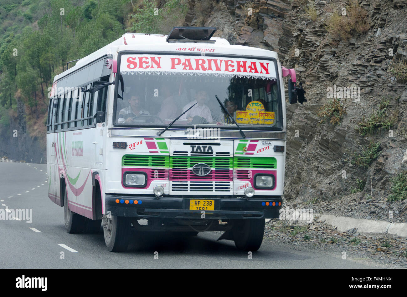 decorated bus, near Simla, Himachal Pradesh, India Stock Photo - Alamy