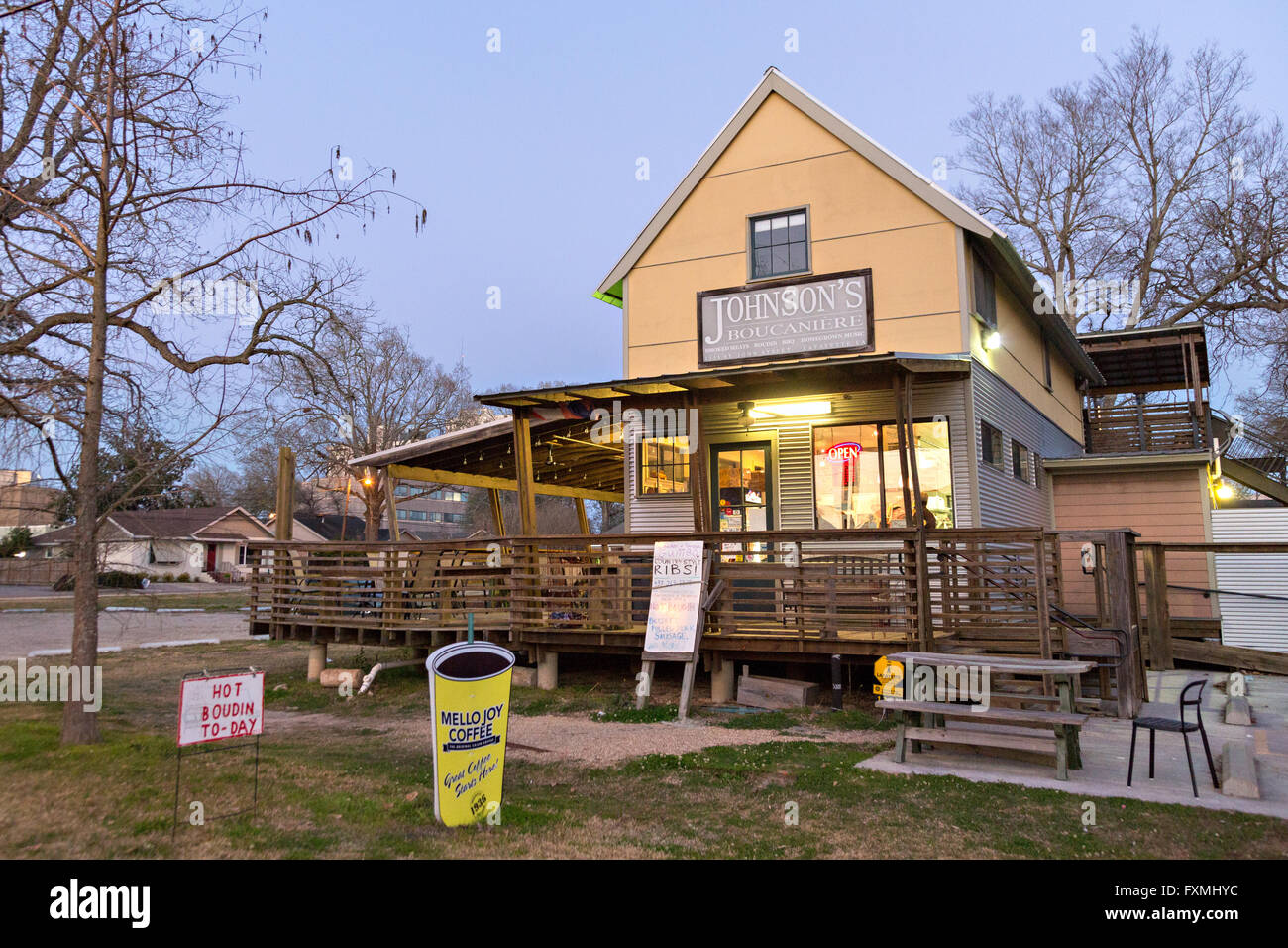 Hot Boudin sign outside Johnsons Grocery Boucaniere a well known Cajun ...