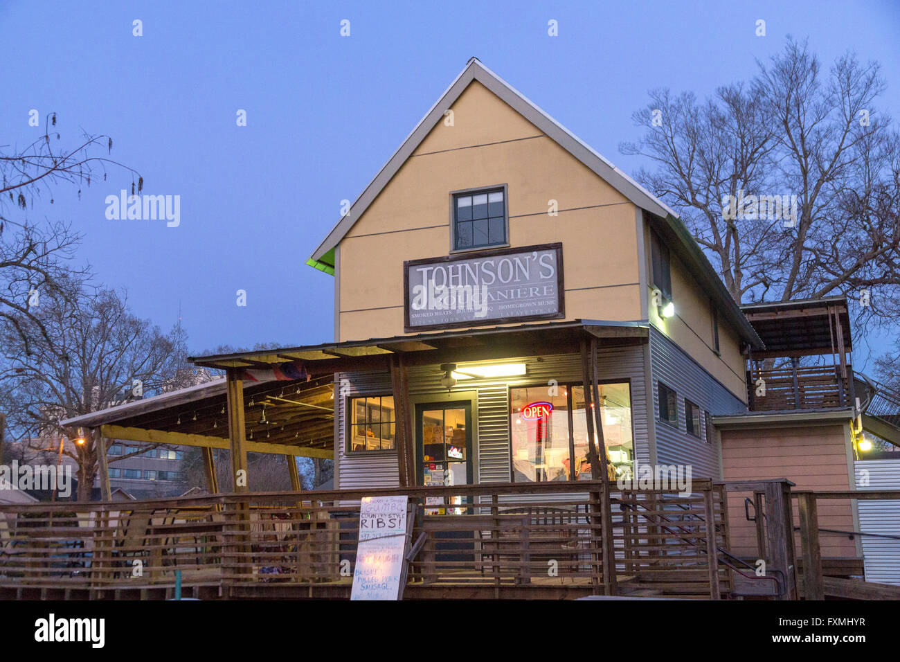 Hot Boudin sign outside Johnsons Grocery Boucaniere a well known Cajun ...