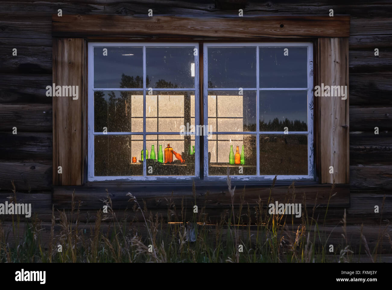Old cabin window in Fort Selkirk on the Yukon river Stock Photo - Alamy