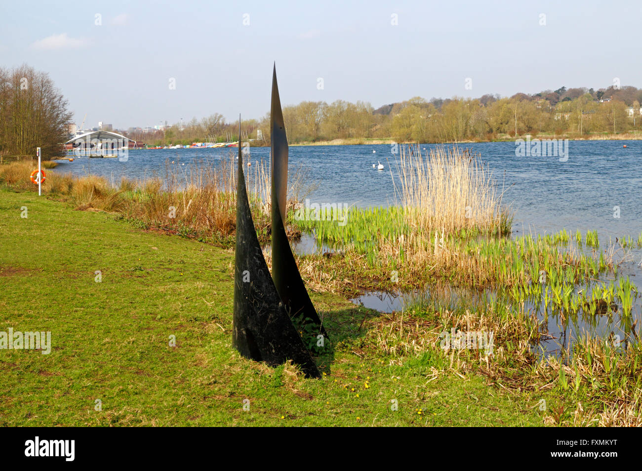 A metal sculpture by Whitlingham Great Broad, Trowse, Norwich, Norfolk ...
