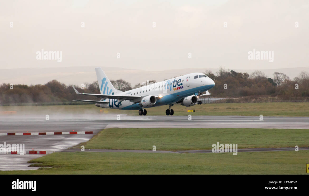 Flybe Embraer E175 narrow-body regional passenger plane (G-FBJH) taking ...