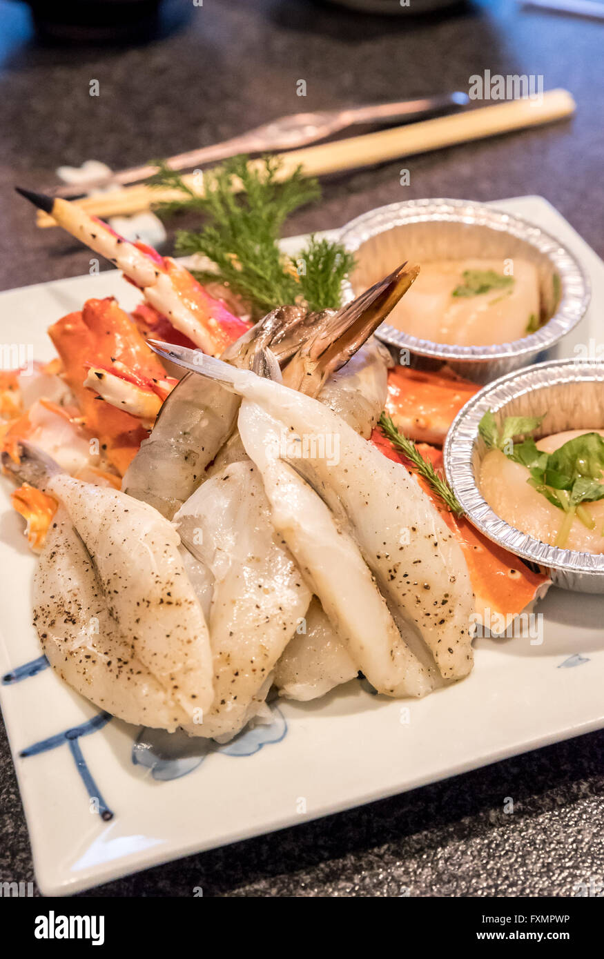 Fresh seafood set for japanese yakiniku Stock Photo - Alamy
