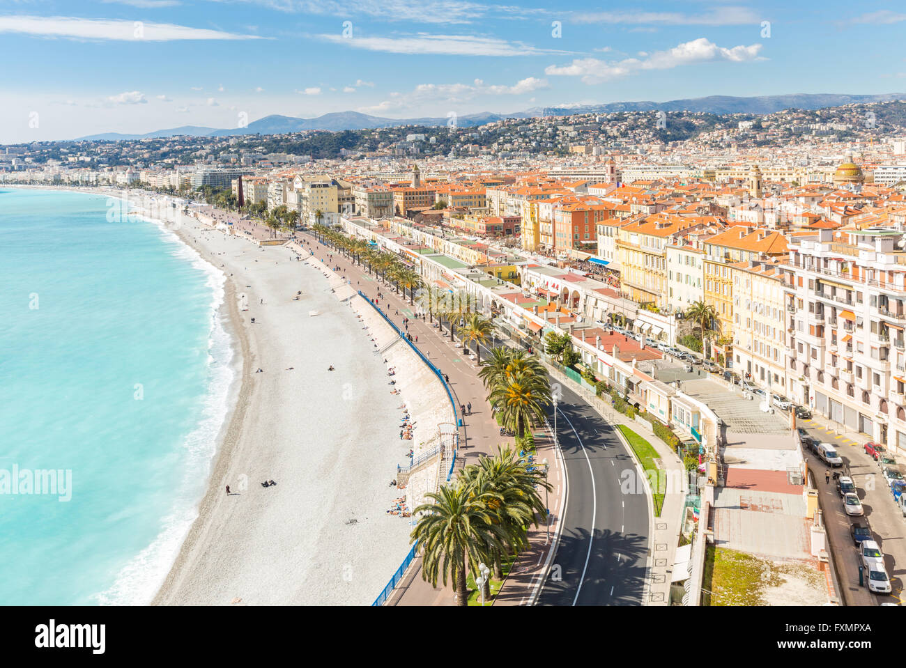 Nice Cote d'Azur Riviera France with mediterranean beach sea Stock ...