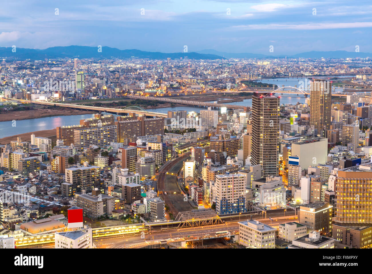 Osaka Skylines building sunset, Japan Stock Photo - Alamy