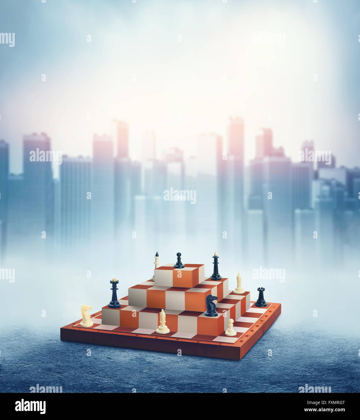 Tree dimensional chess pyramid against the city Stock Photo - Alamy