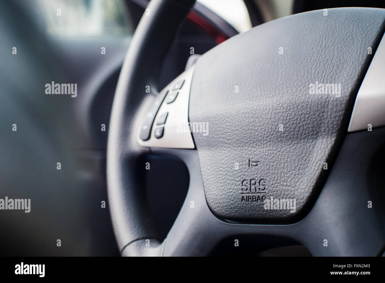 Car Steering Wheel with shallow depth of field Stock Photo - Alamy