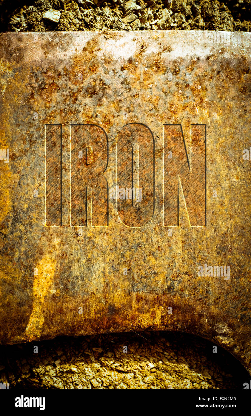 Rusty metal plate word hi-res stock photography and images - Alamy