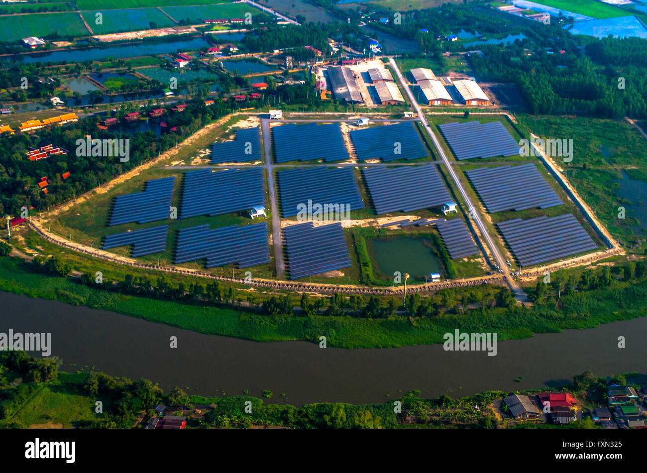 Solar farm, solar panels aerial view Stock Photo - Alamy