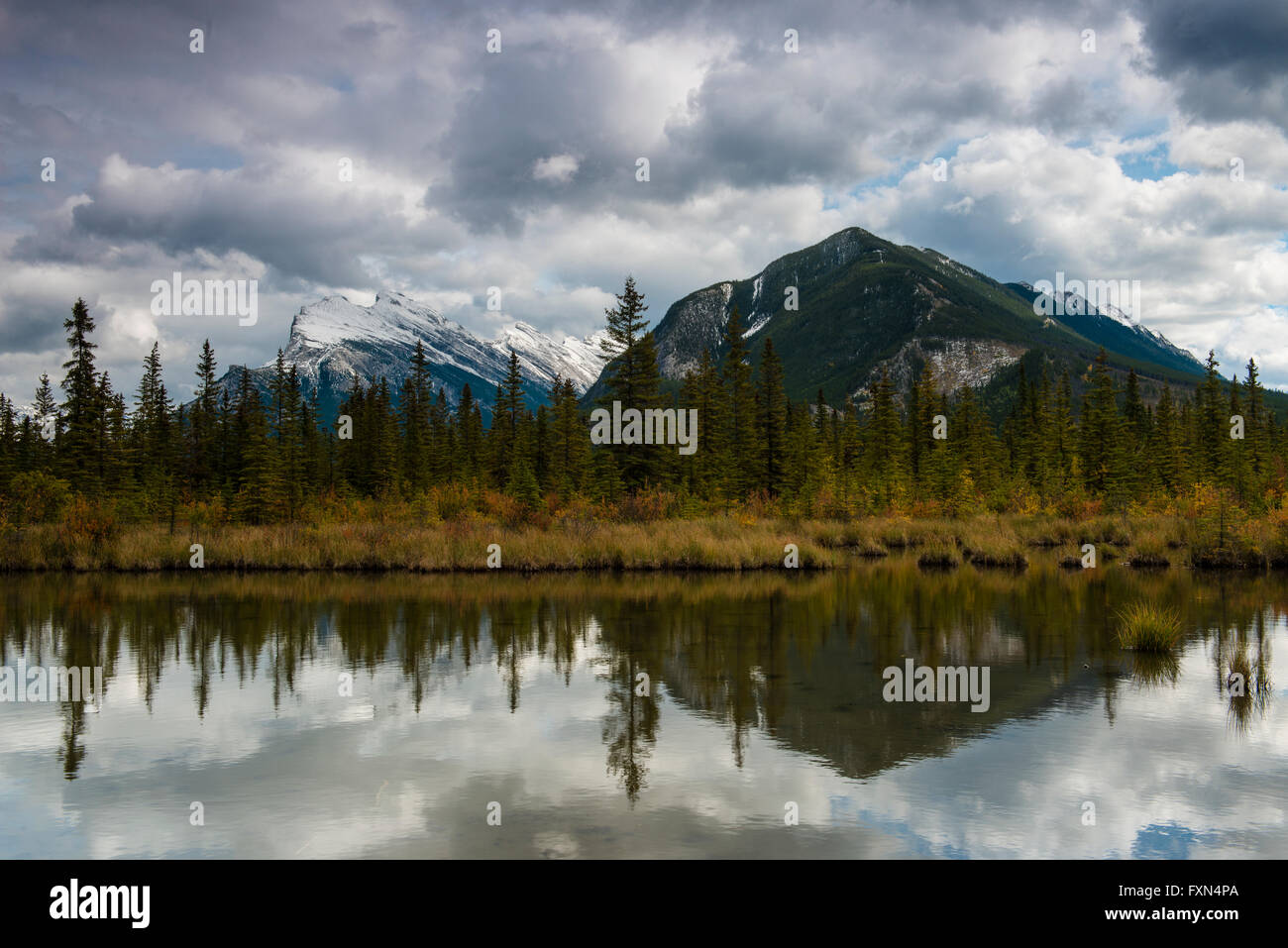 Vermilion Lakes, Banff National Park, Mount Rundle and Sulphur Mountain ...