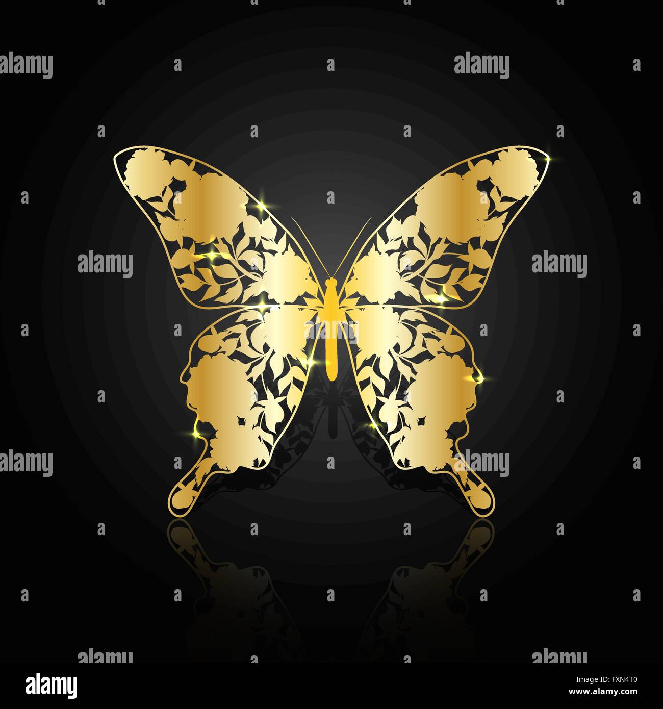 Dark butterfly on flower Stock Vector Images - Alamy