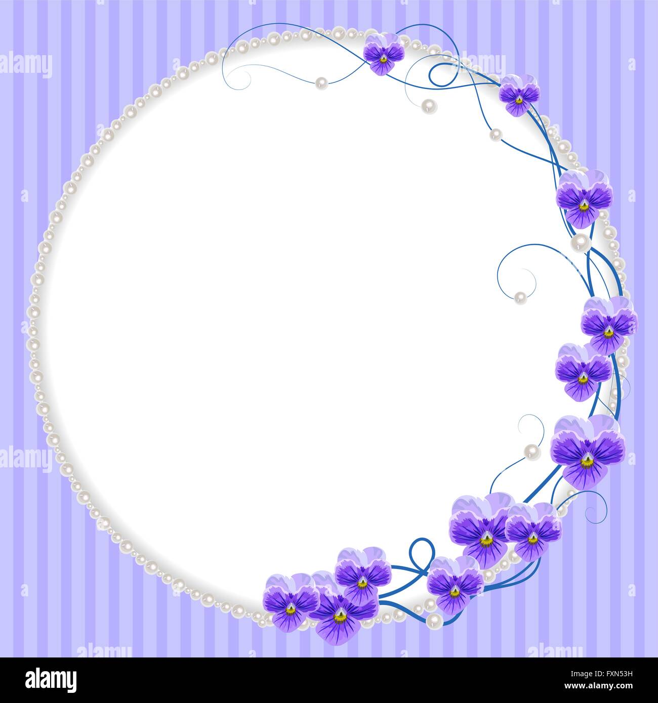 Delicate frame with violet flowers and pearls Stock Vector Image & Art ...