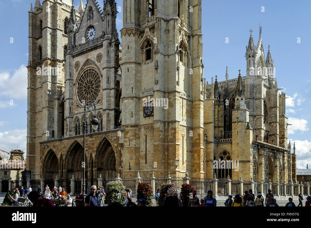 Cathedral of Gothic architecture in the city of Leon, Castilla y Leon ...