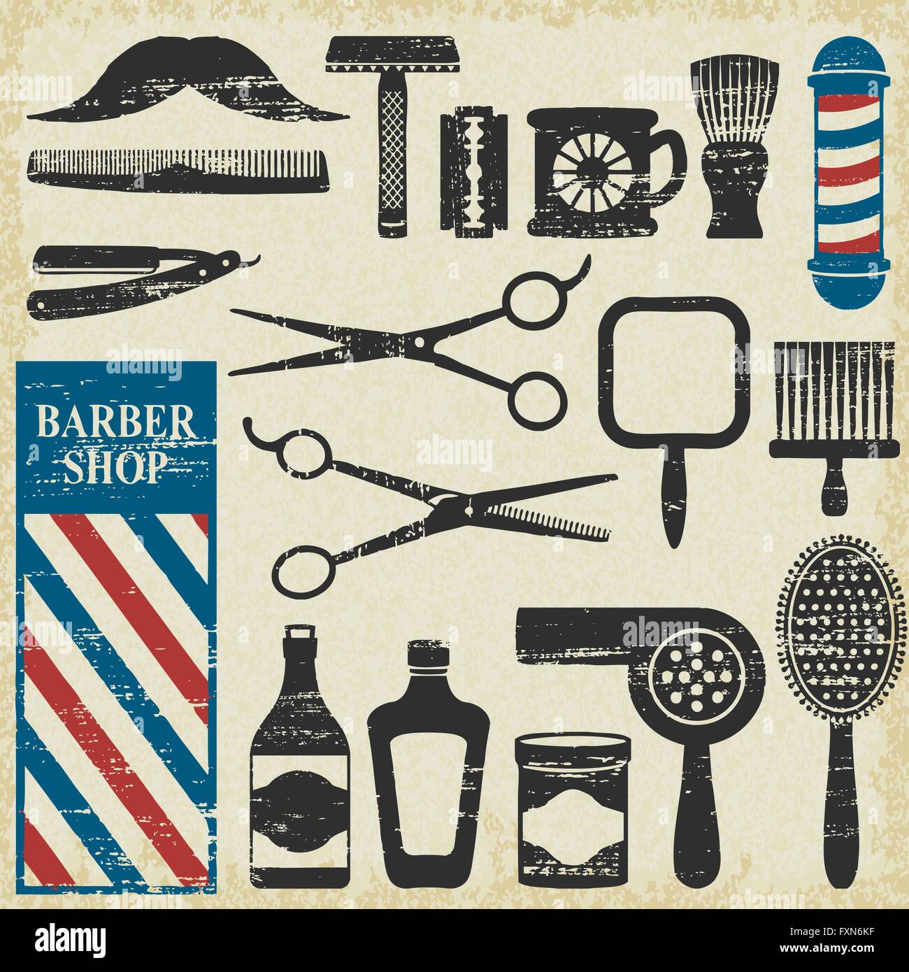 Vintage barber shop tools silhouette Stock Vector Images - Alamy