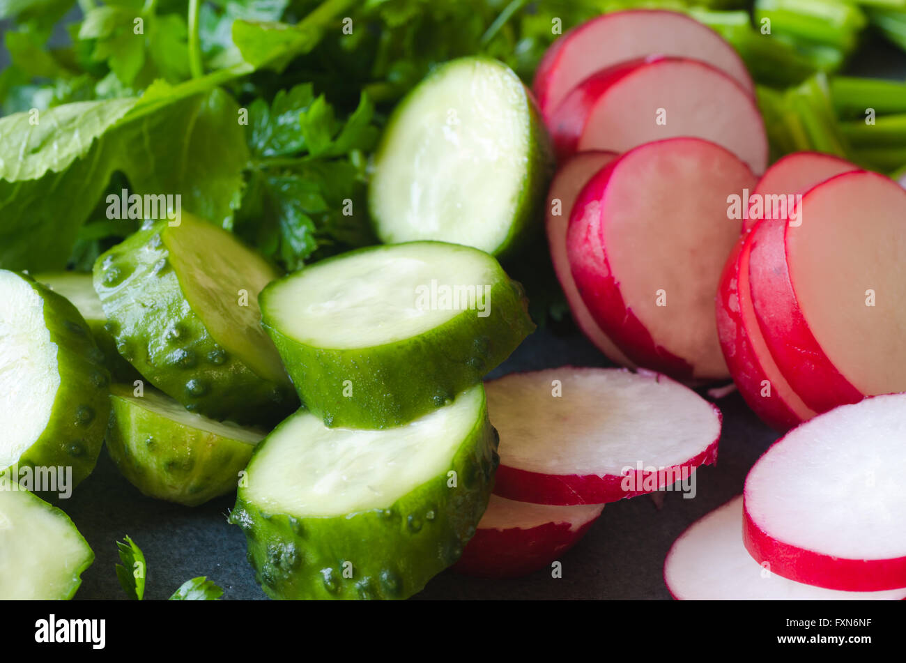 fresyh early vegetables and herbs Stock Photo - Alamy