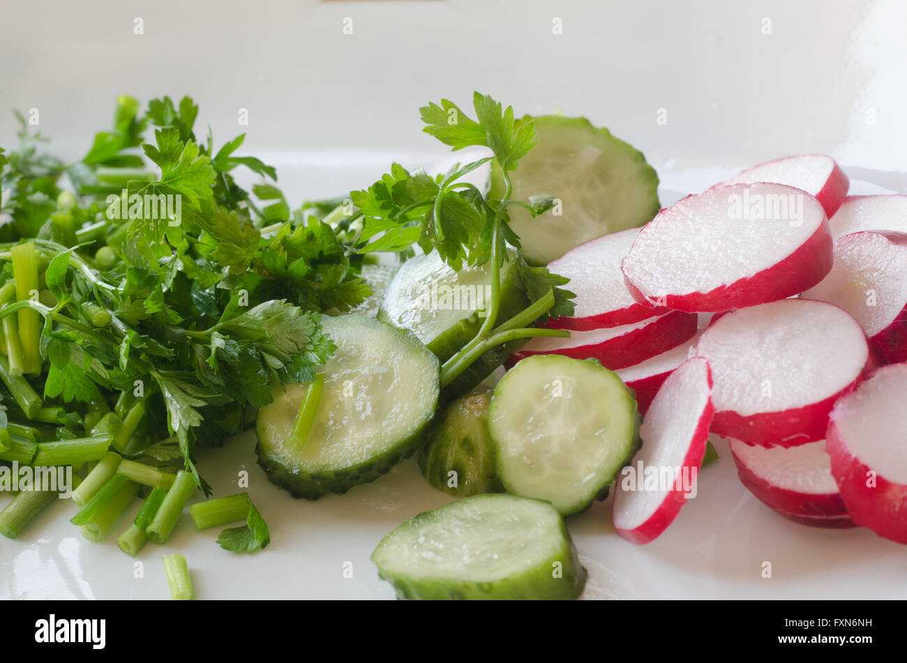 fresh early vegetables and herbs Stock Photo - Alamy