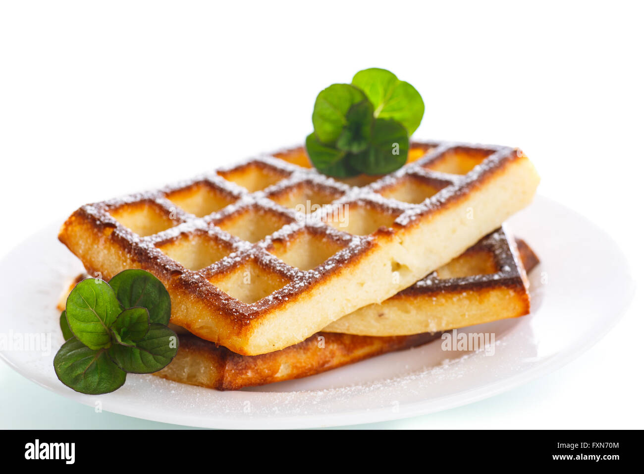 Belgian waffle powdered sugar hi-res stock photography and images - Alamy