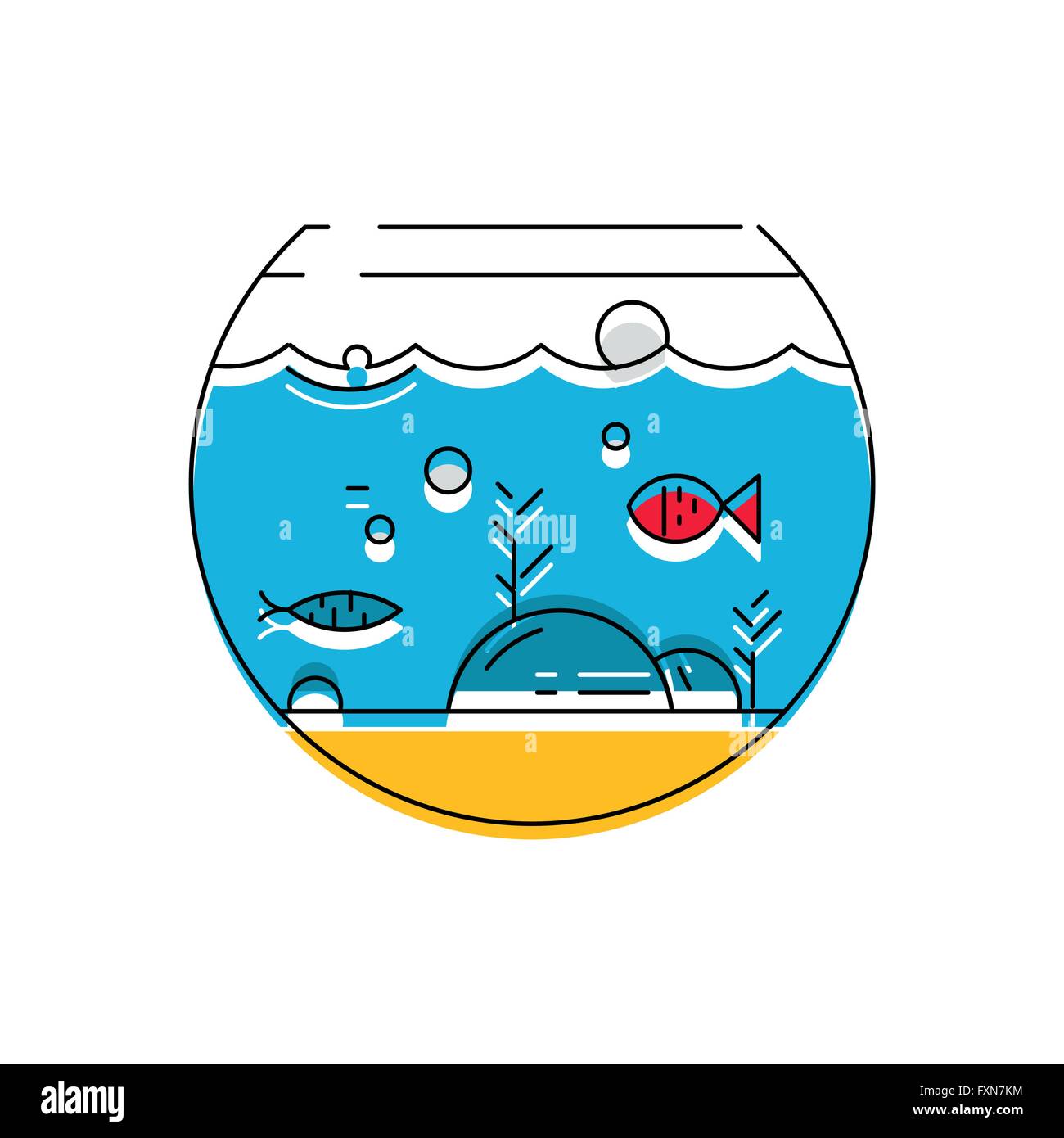 Aquarium icon. Colorful fish in the aquarium. Vector illustration Stock ...