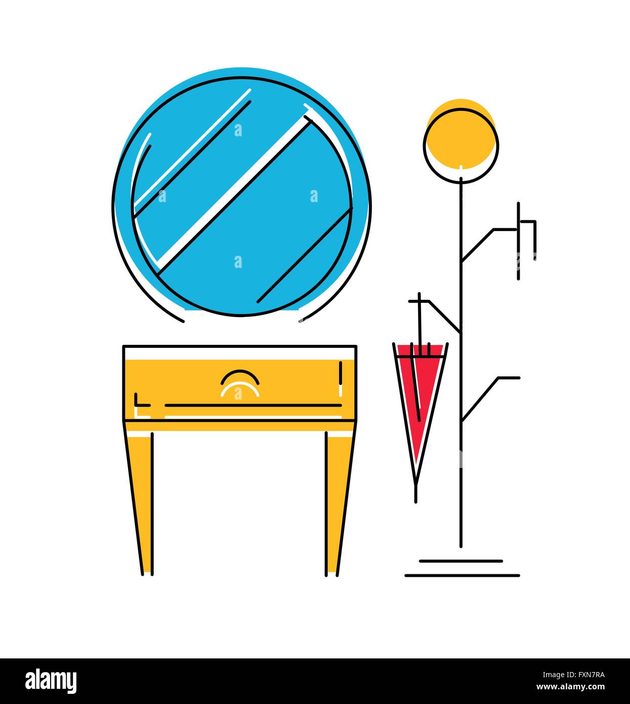Icon of Hall room interior. Modern furniture for hall. Vector ...