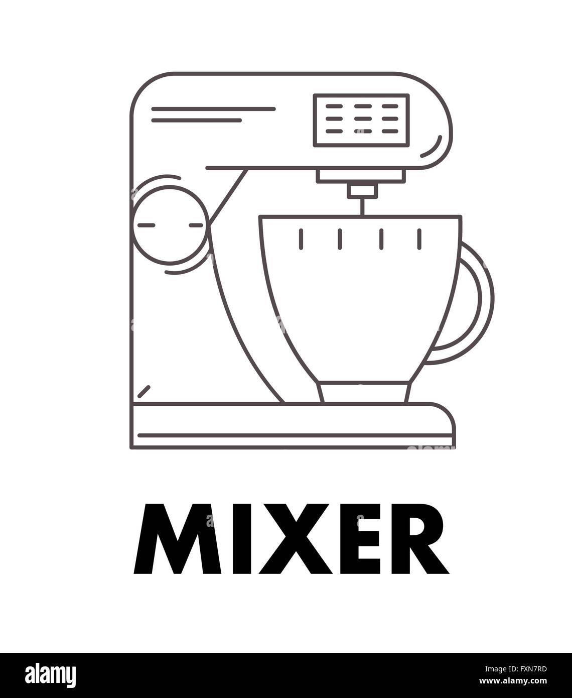 Retro kitchen planetary mixer icon, line style Stock Vector Image & Art ...