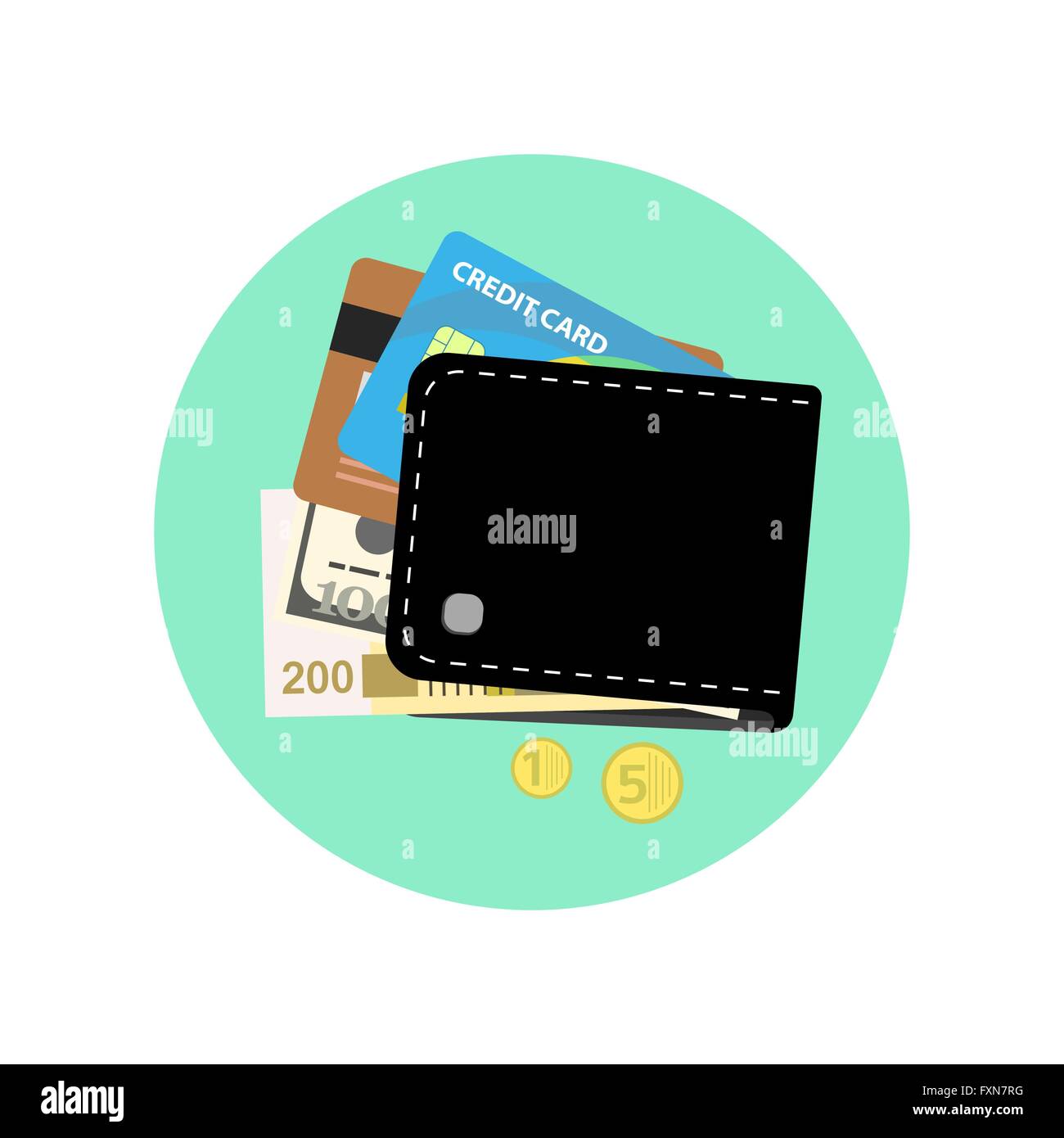 Bulging wallet Stock Vector Images - Alamy