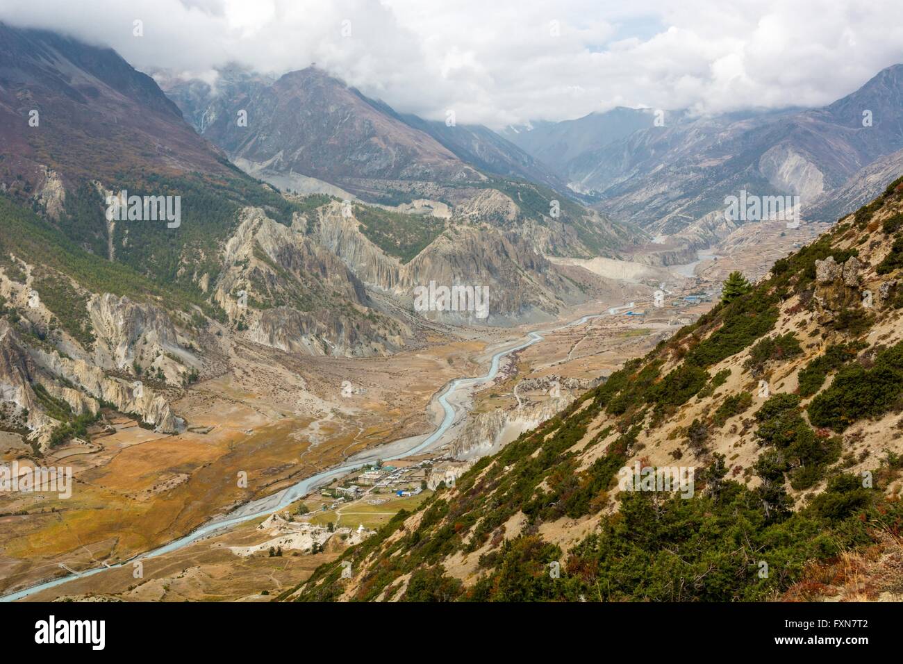 River flowing through a mountain valley in Nepal Stock Photo - Alamy