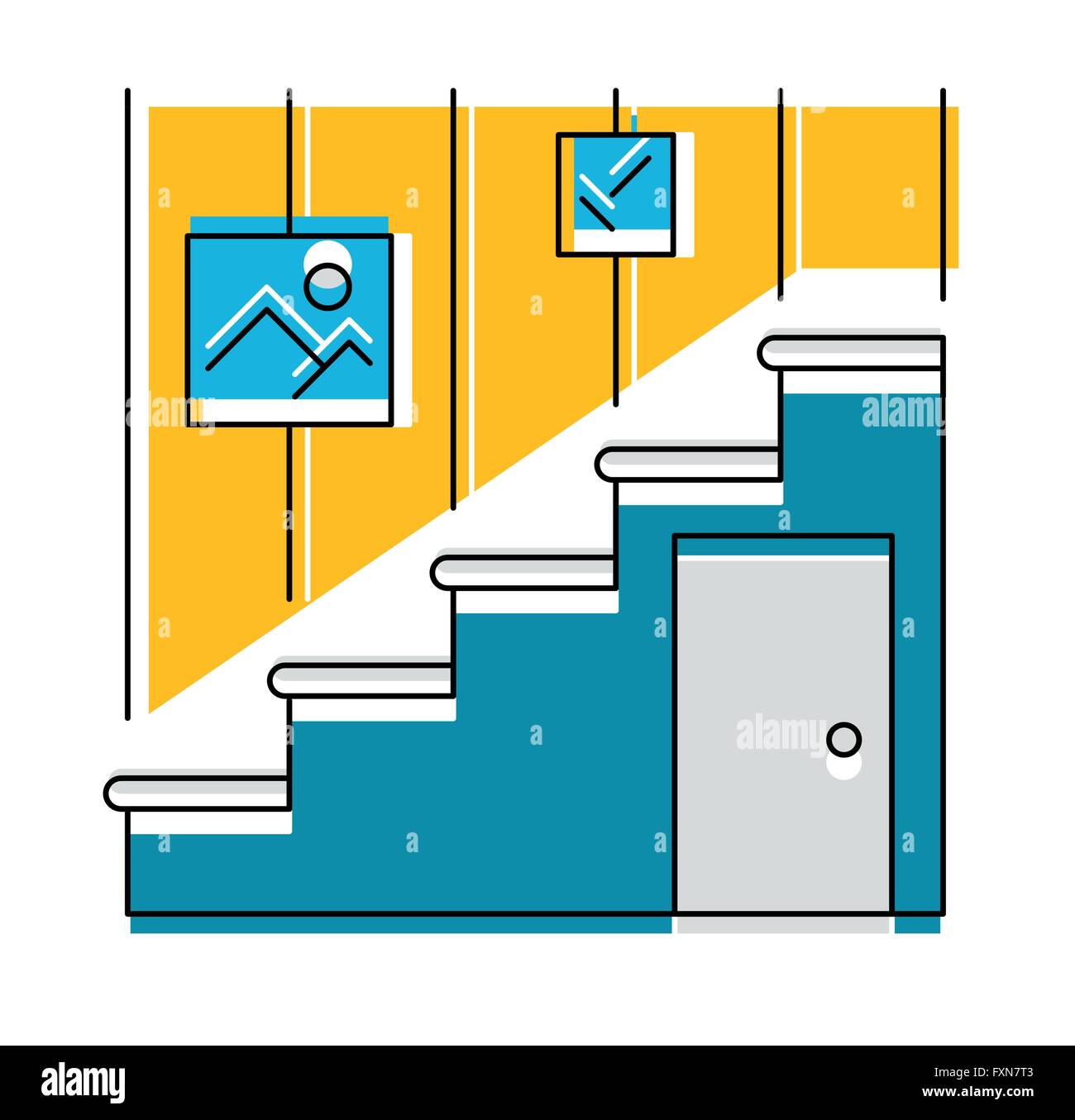 Interior hallway and stair, logo or icon, vector illustration Stock ...