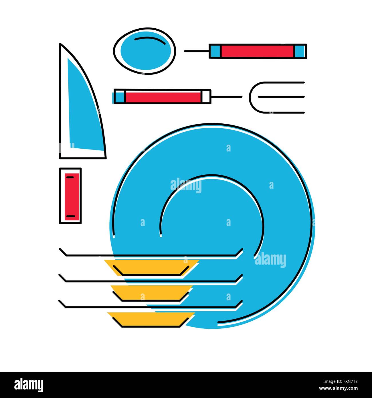 Tableware icon plates fork spoon Stock Vector Images - Alamy