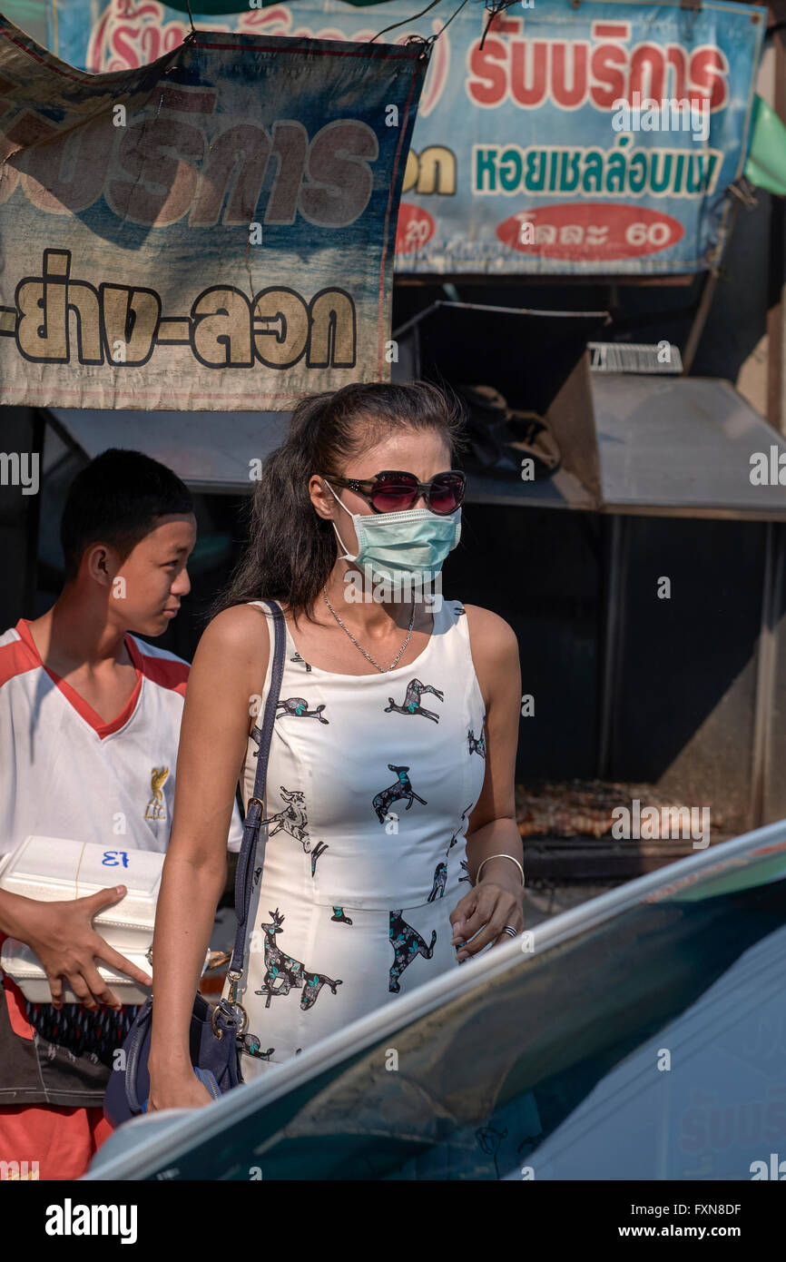 Face mask woman Thailand S. E. Asia Stock Photo - Alamy