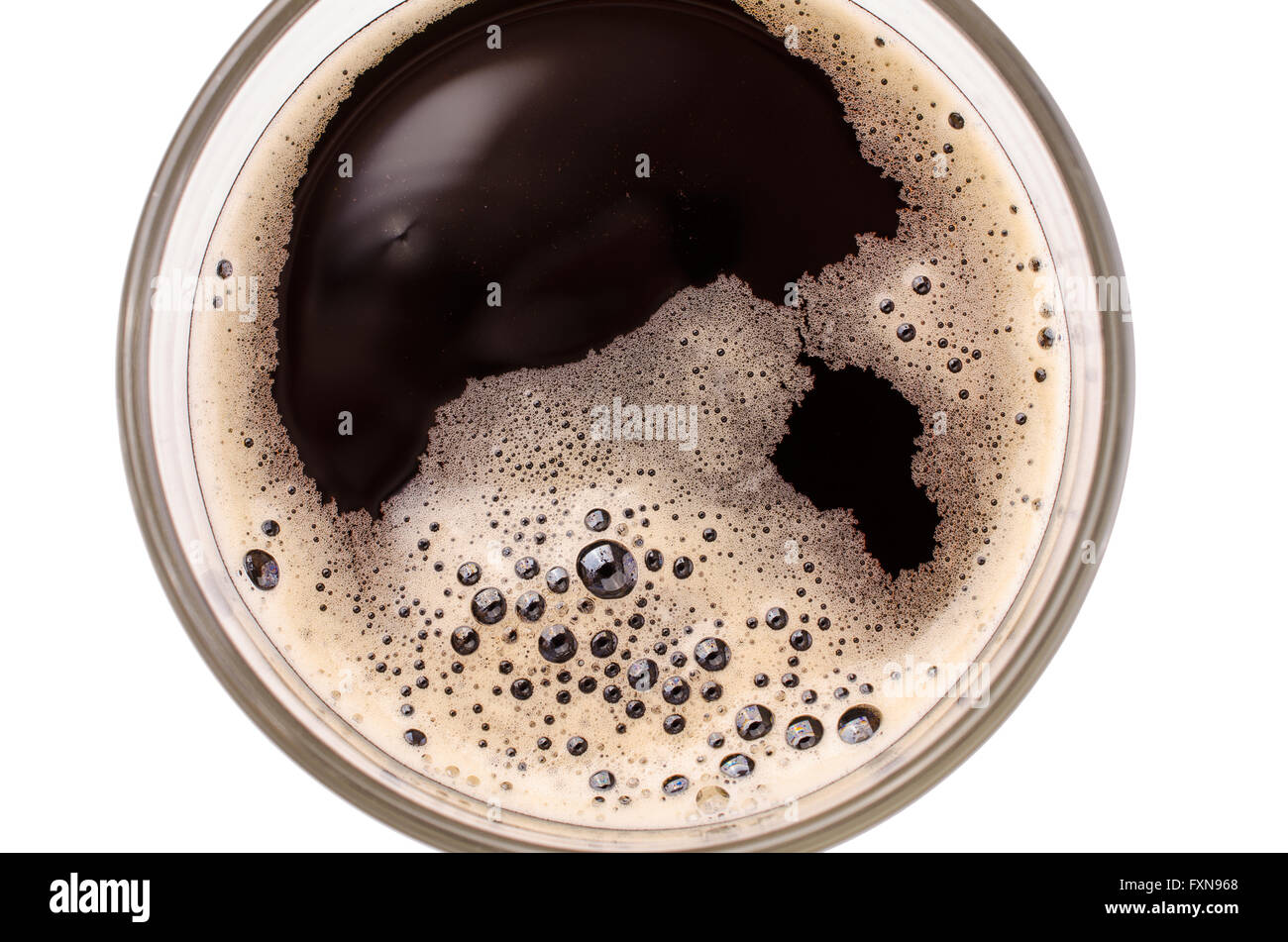 Close up of a glass of malt beer, top view Stock Photo - Alamy