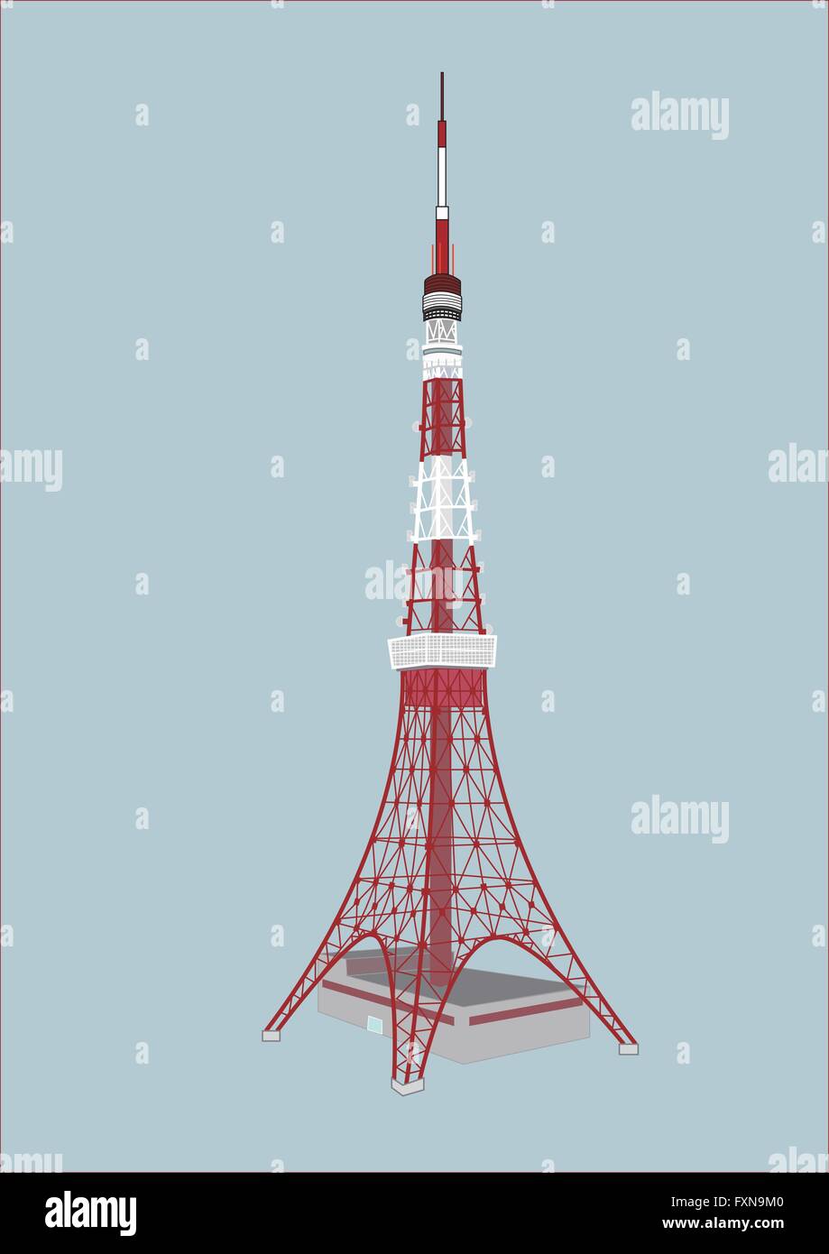 The vector illustration of Infographic elements Tokyo Tower Stock ...