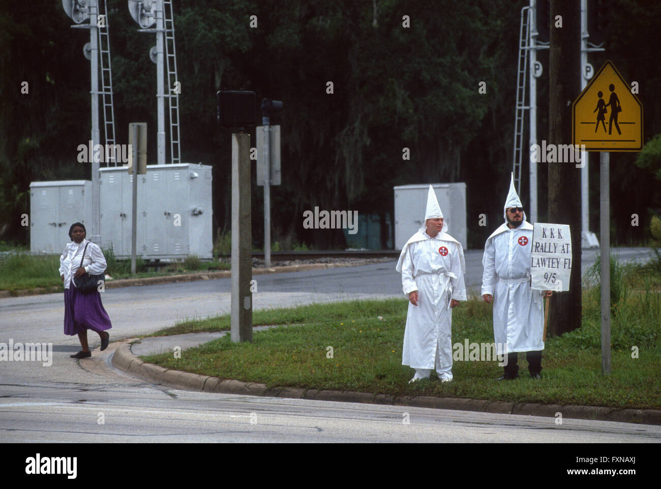 Ku Klux Klan in North Florida leaflet passers by Stock Photo - Alamy