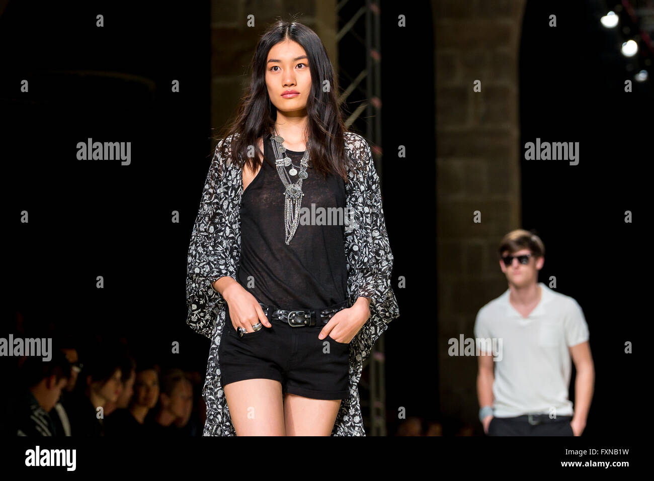 BARCELONA - FEB 2: A model walks the runway for the Mango collection at ...