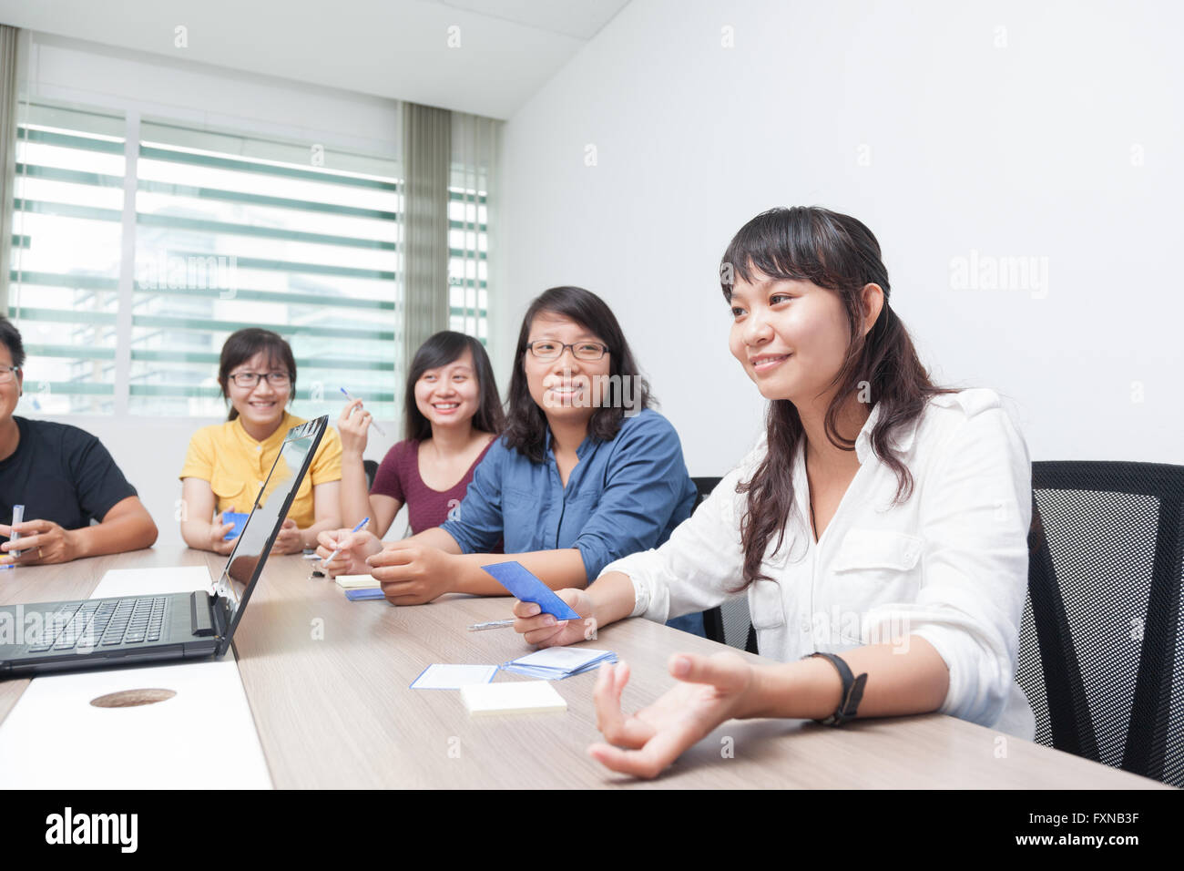 Asian business people group meeting room collaboration colleagues Stock ...