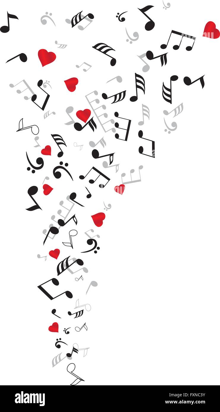 vector illustration of musical notes and hearts Stock Vector Image ...