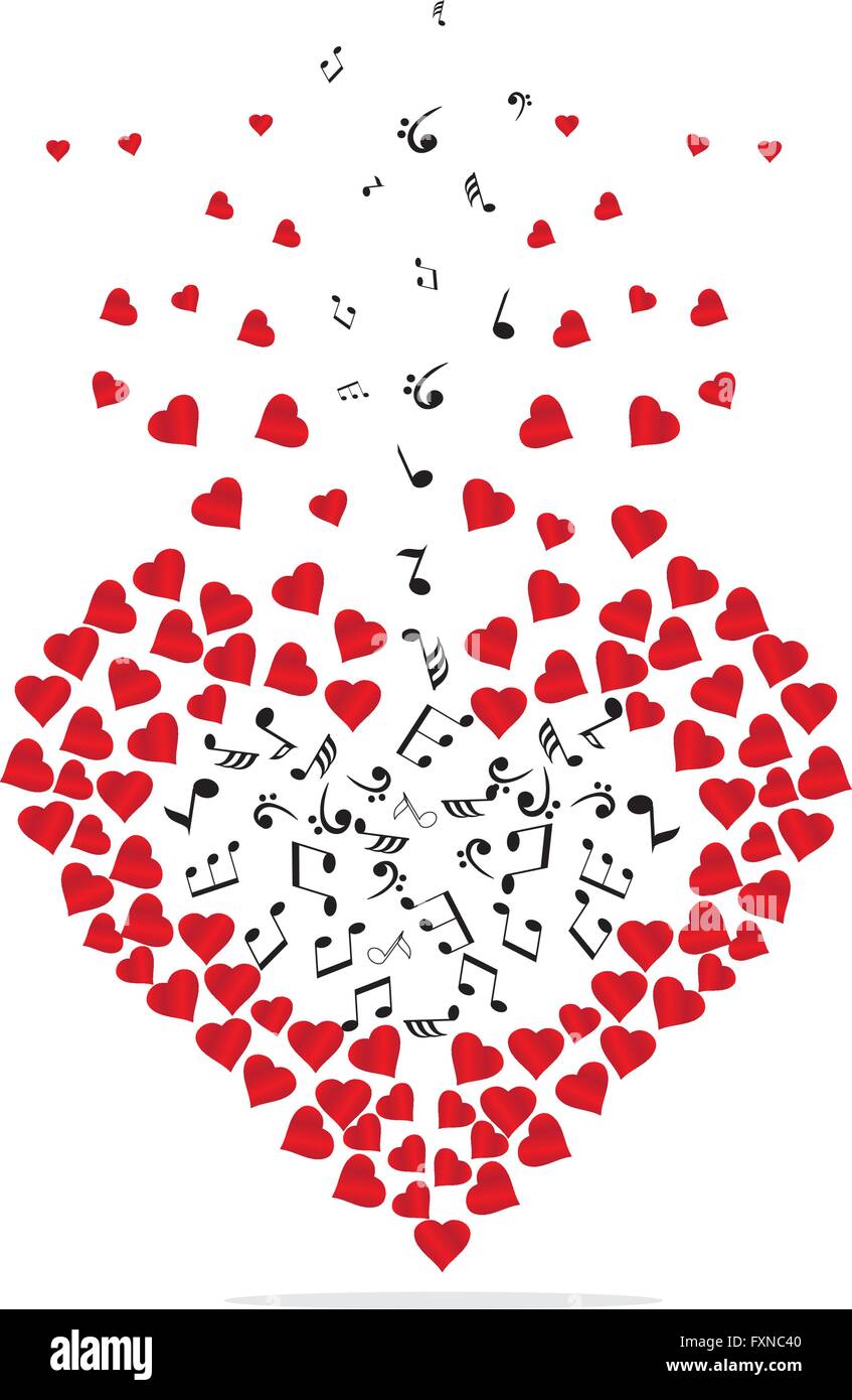 vector illustration of musical notes and hearts Stock Vector Image ...