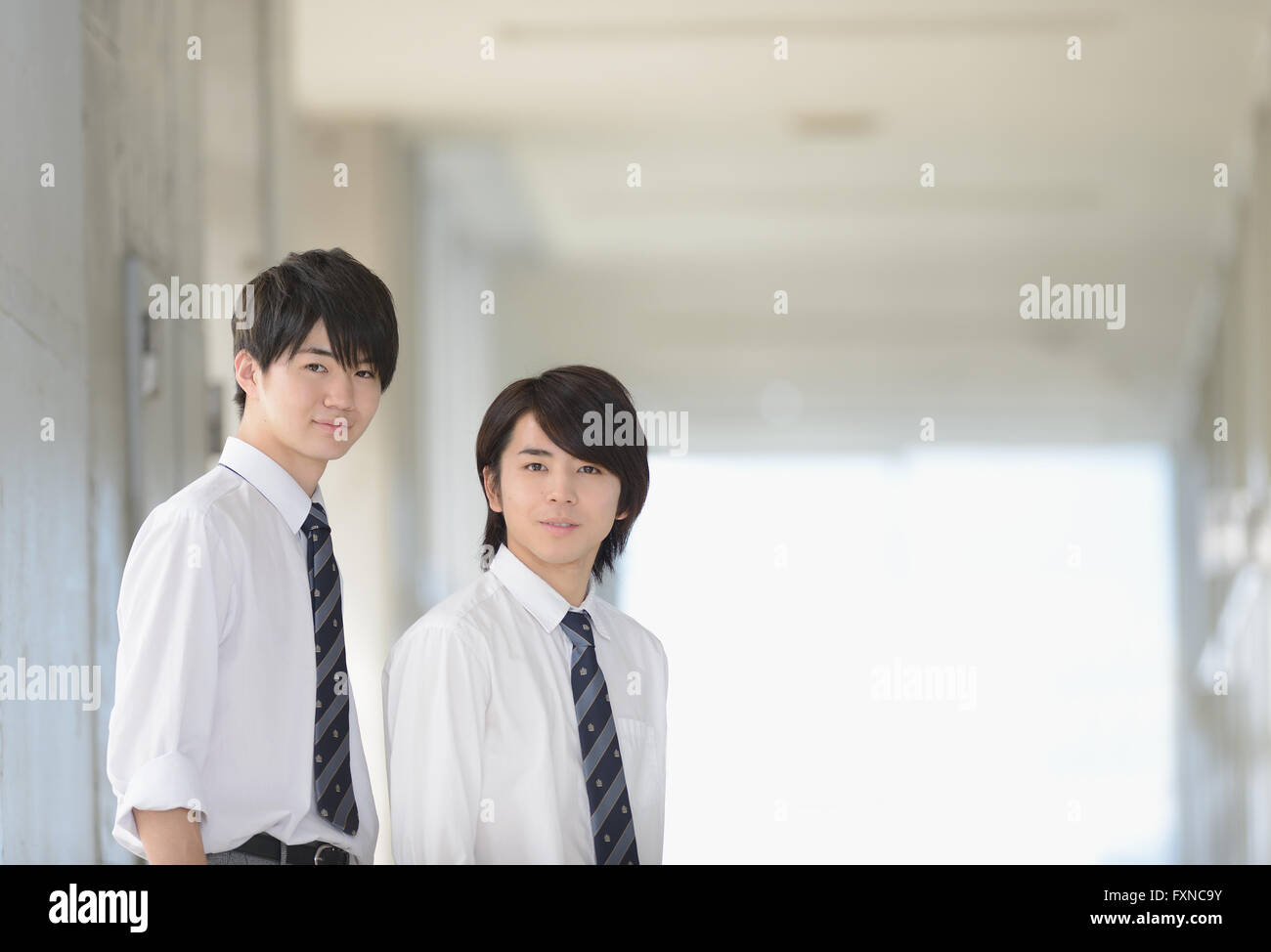 Japanese high-school students in school corridor Stock Photo - Alamy