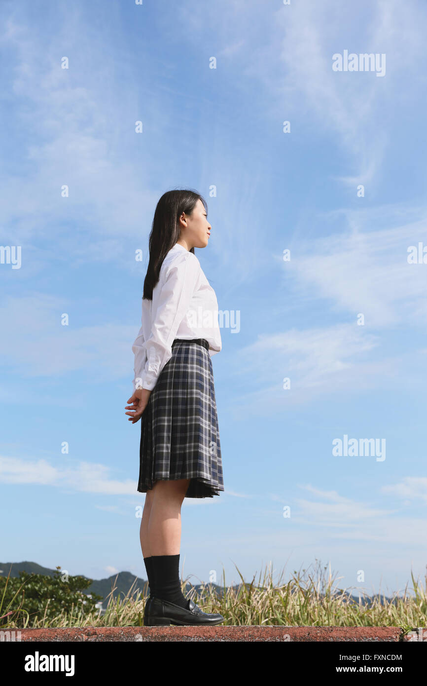 Japanese high-school student portrait Stock Photo - Alamy