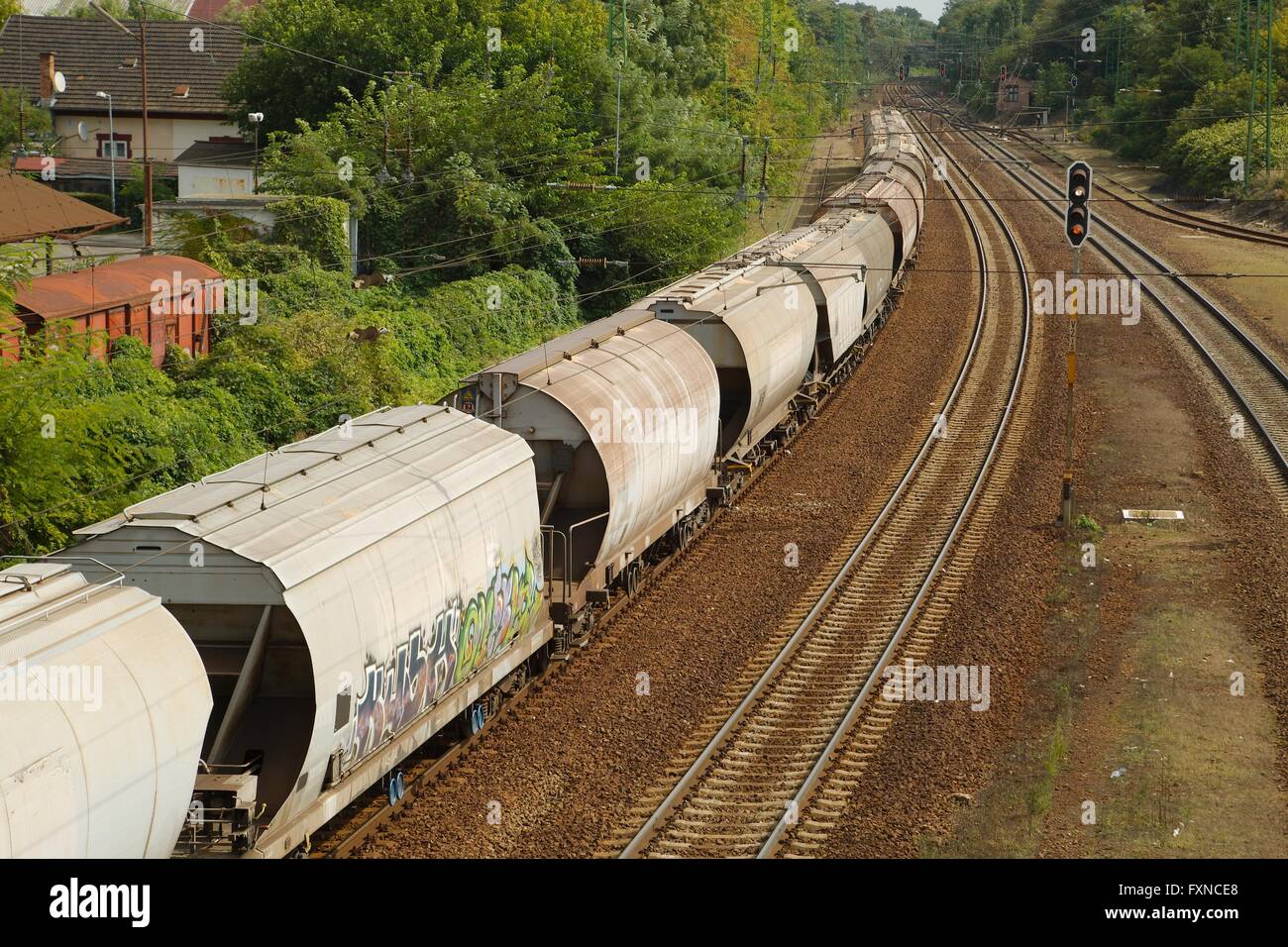 Many freight train wagons hi-res stock photography and images - Alamy