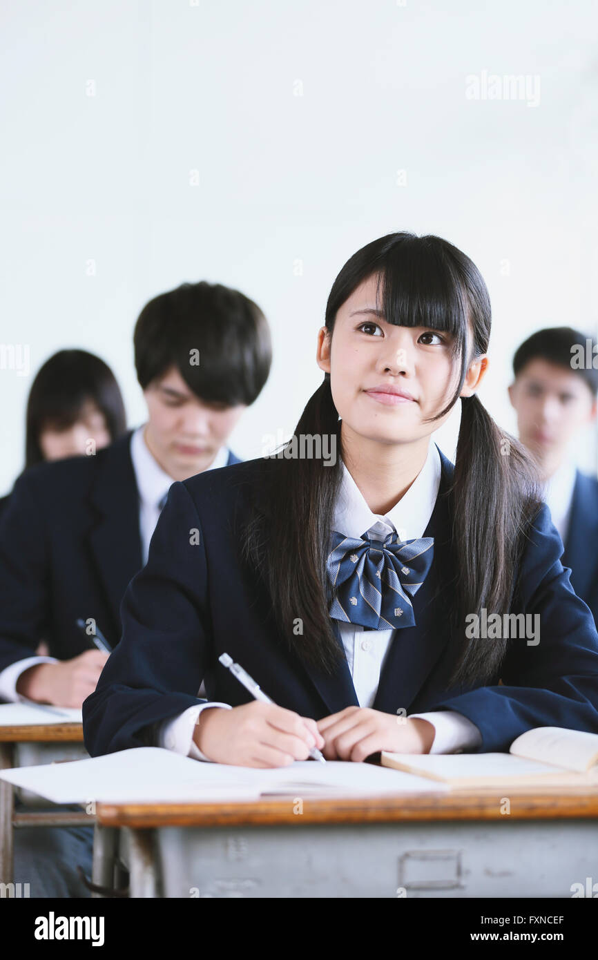 Japanese high-school students during a lesson Stock Photo - Alamy