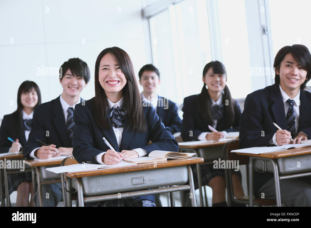 Japanese high-school students during a lesson Stock Photo - Alamy