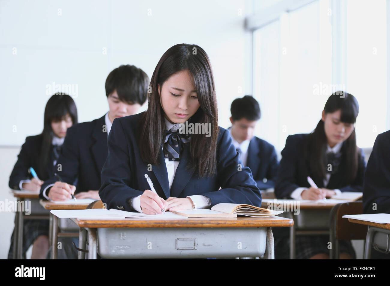 Japanese high-school students during a lesson Stock Photo - Alamy