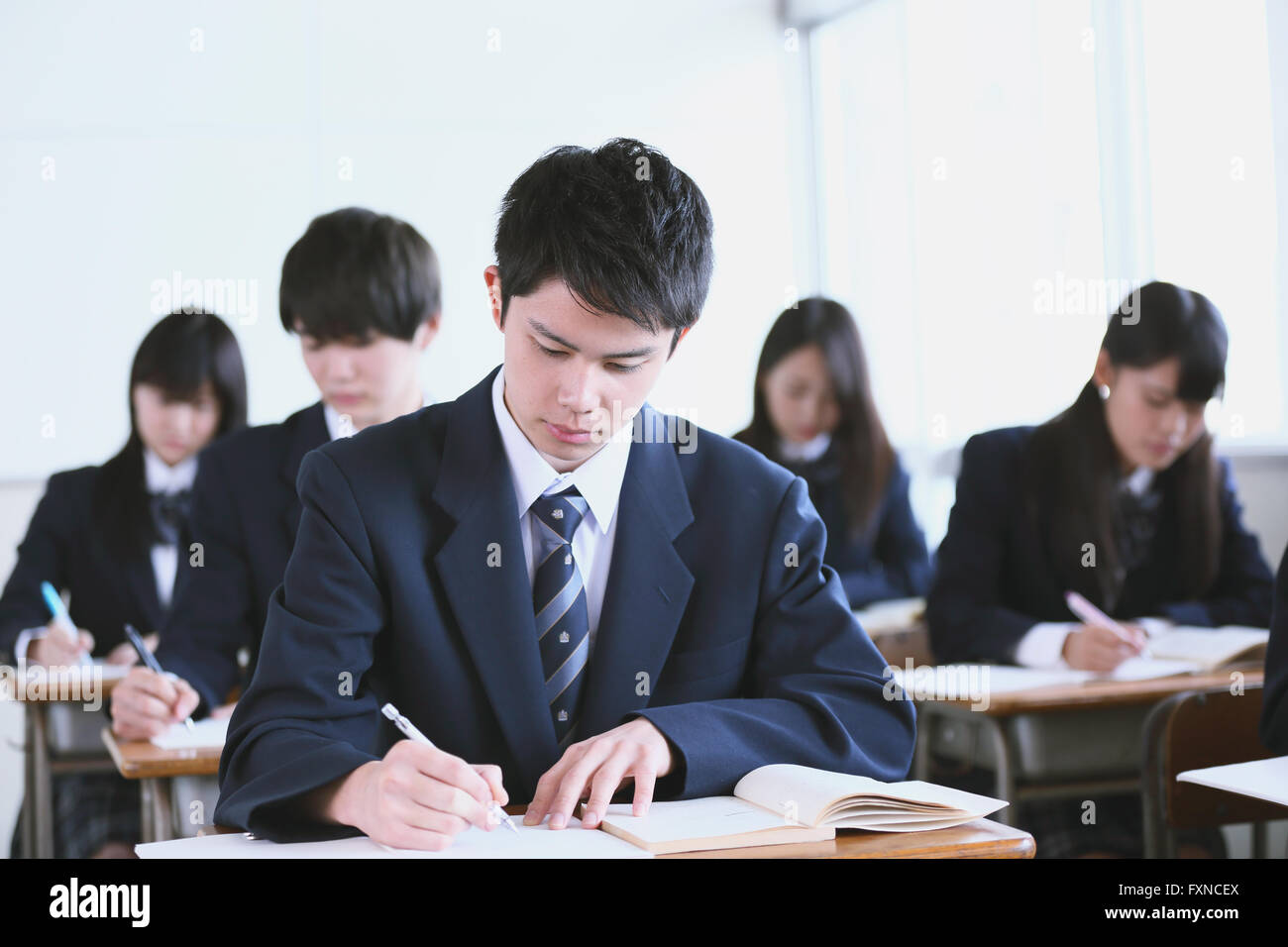 Japanese high-school students during a lesson Stock Photo - Alamy
