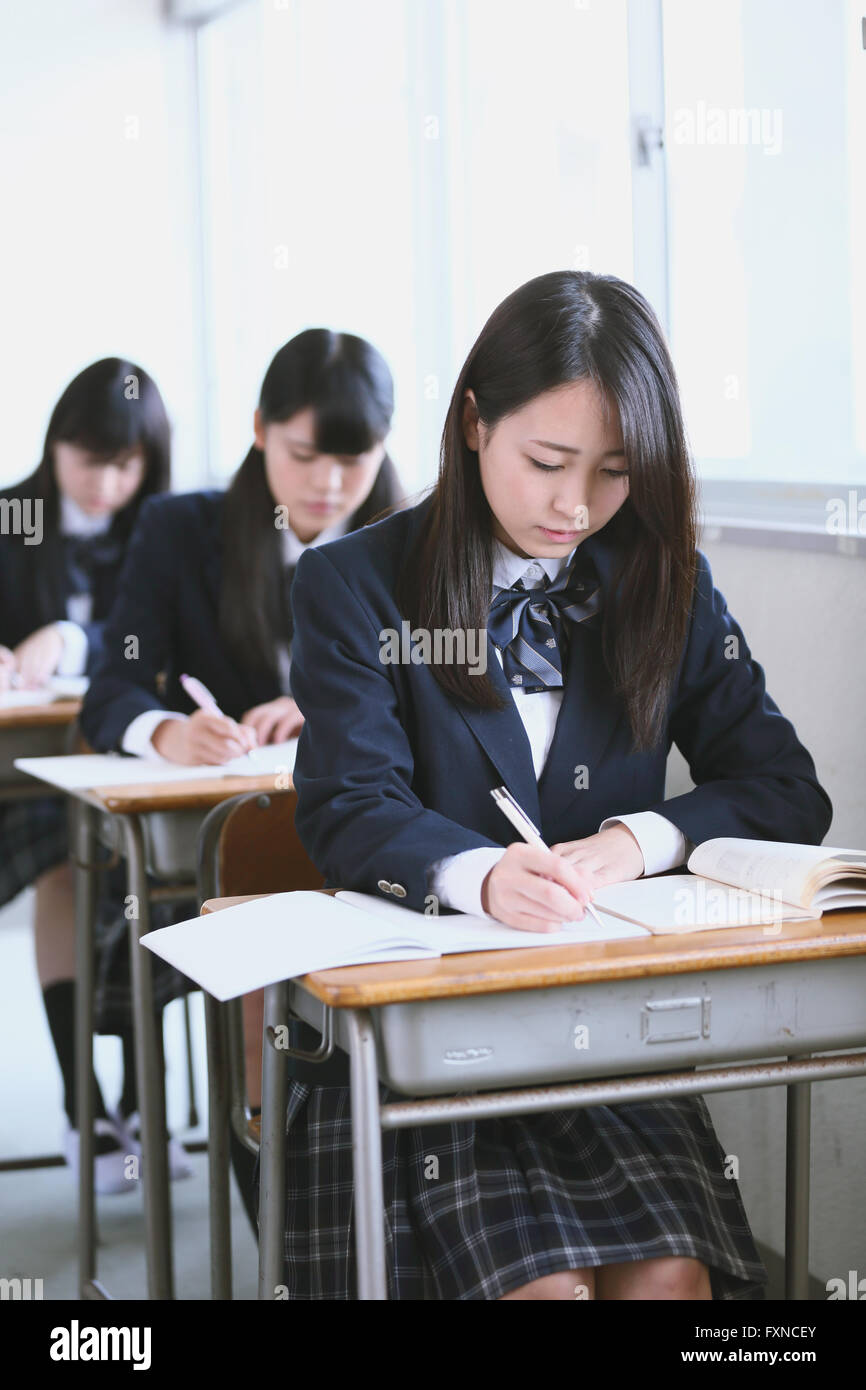 Japanese high-school students during a lesson Stock Photo - Alamy