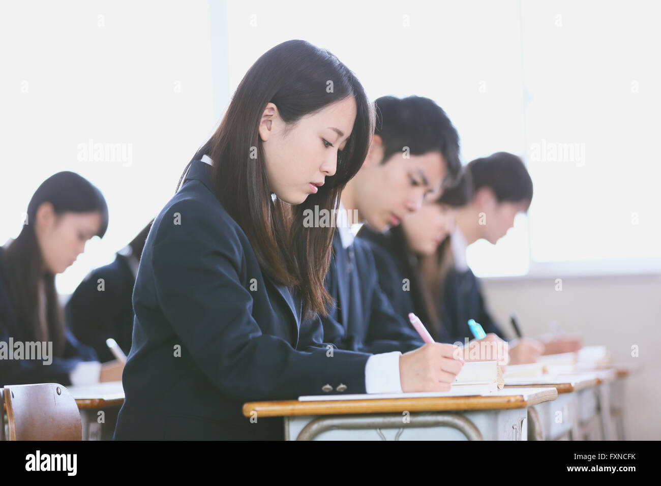 Japanese high-school students during a lesson Stock Photo - Alamy
