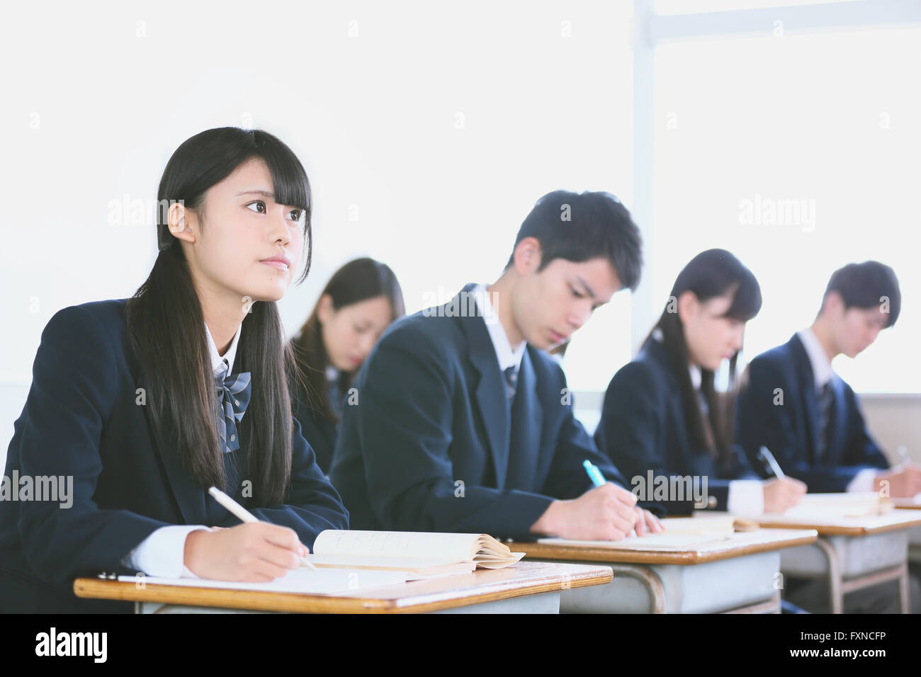 Japanese high-school students during a lesson Stock Photo - Alamy