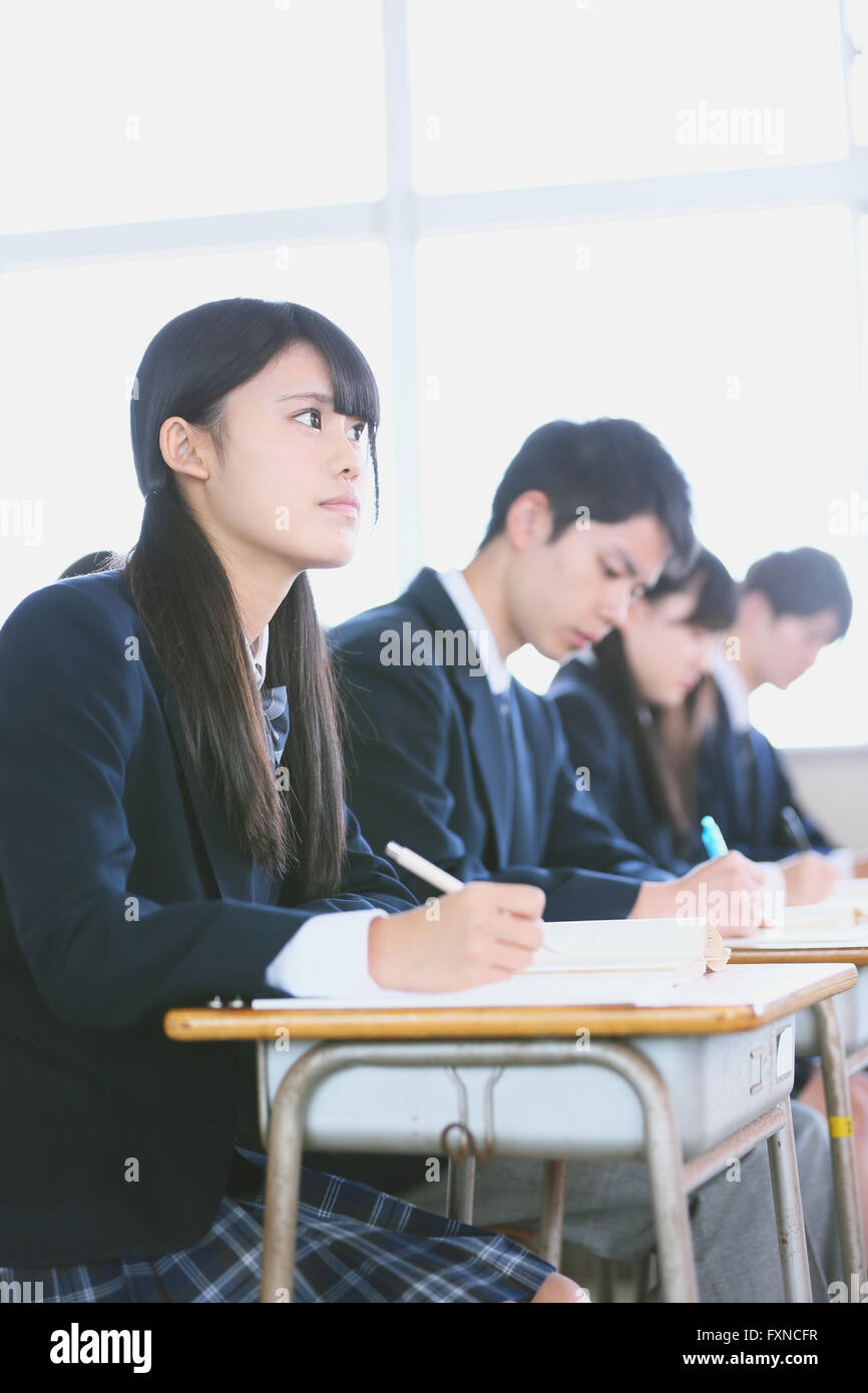 Japanese high-school students during a lesson Stock Photo - Alamy